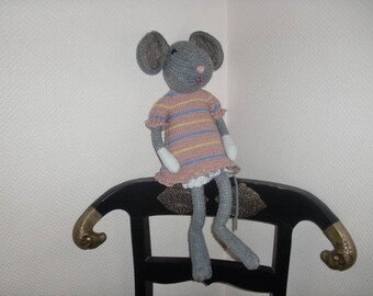 Handmade Upcycled Mouse Recycled Fabric Mouse Wool and