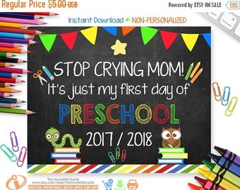 Stop Crying MOM Chalkboard Chalk Sign Preschool Pre-K