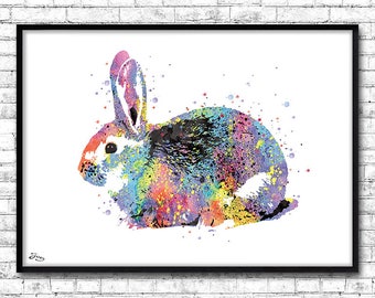 Rabbit watercolor | Etsy