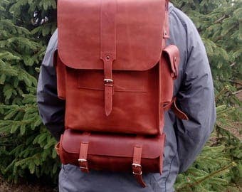 Leather backpack | Etsy