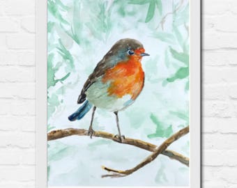 Robin watercolor | Etsy