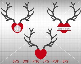 Antler heart svg | Etsy