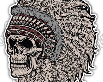 Indian skull decal | Etsy