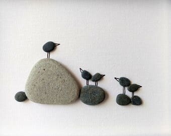 Bird pebble art | Etsy