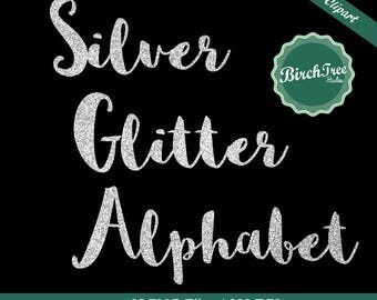 Silver glitter font | Etsy