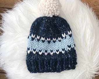 Heart knit hat | Etsy