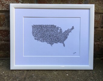 Calligraphy map | Etsy