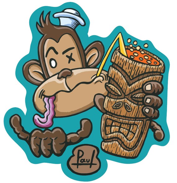 Drunken Monkey vinyl sticker