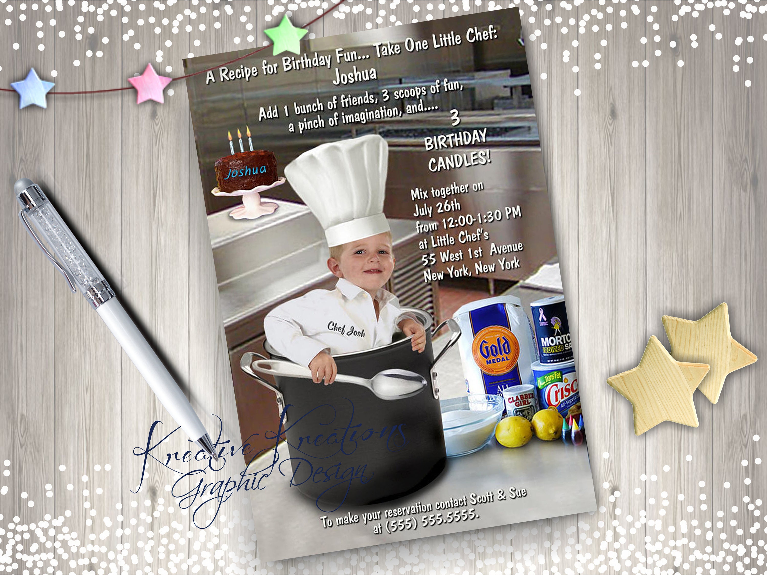 Birthday Invitation Chef Cooking / master chef / Chef party