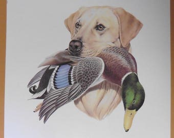 Lab and duck print | Etsy