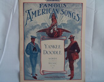 Primitive Patriotic Labels with Flag and Child Riding Stick