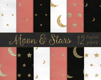 Stars Digital Paper: Star Scrapbook Paper Glowing Stars