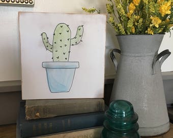 Watercolor Cactus Hedgehog PNGJPG