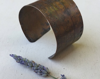 Rustic Copper Cuff Rainbow Heat Patina Cuff Hammered