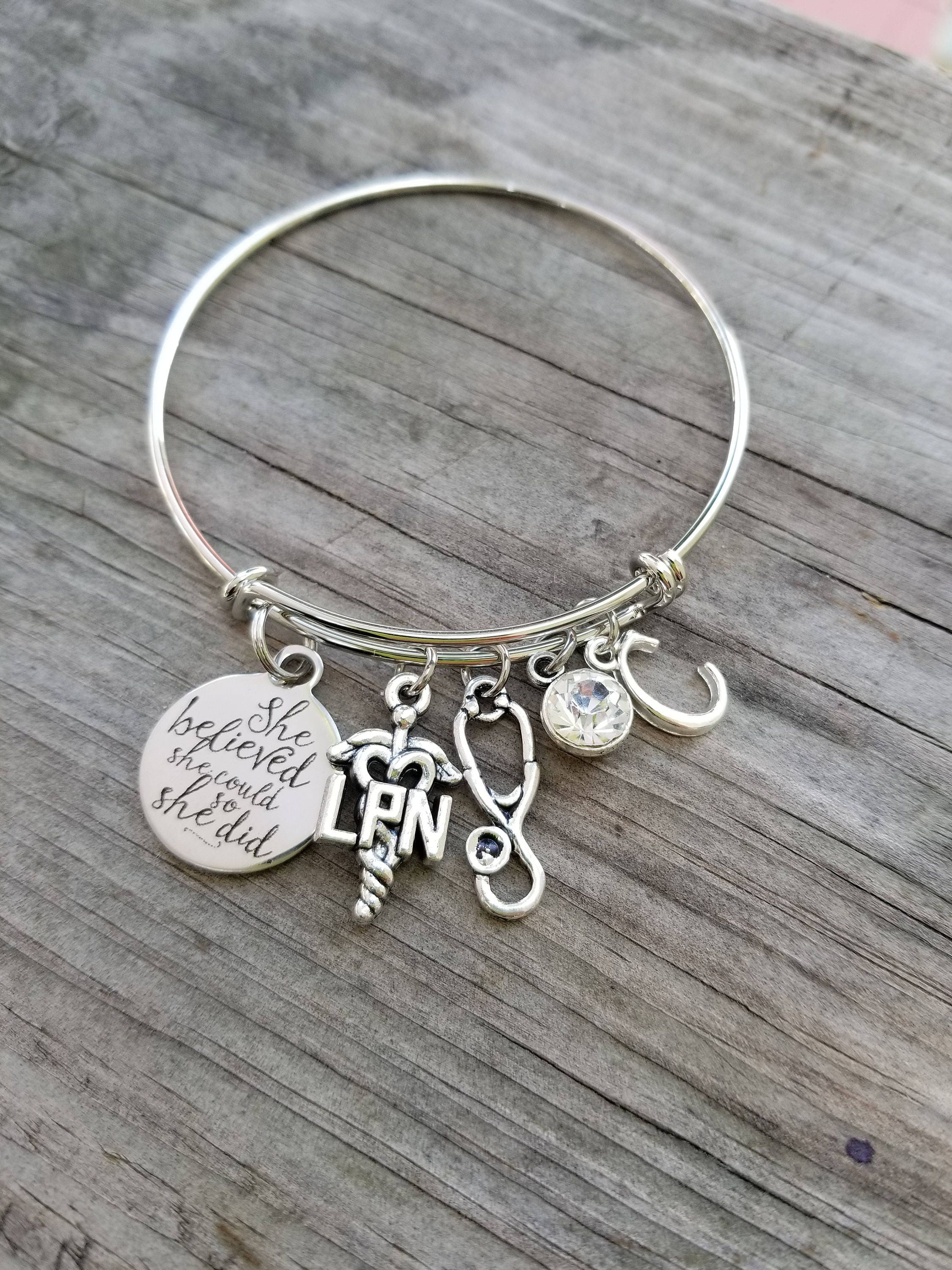 graduation Gift for LPN LPN charm bracelet practical nurse