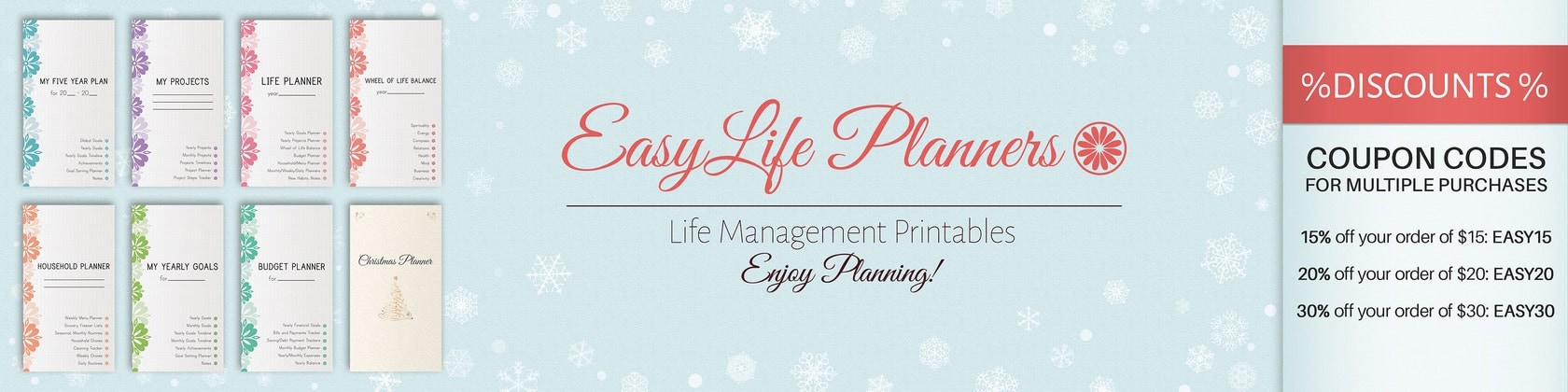 Enjoy planning with our printable PDF planners by EasyLifePlanners