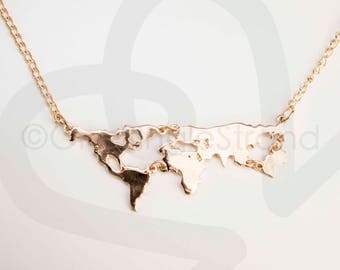 World map necklace | Etsy