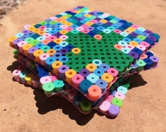 Perler bead coasters | Etsy
