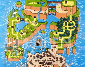 Super Mario World Forest of Illusion Map Cross Stitch