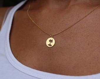 Palm tree necklace | Etsy