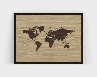 Wood world map | Etsy