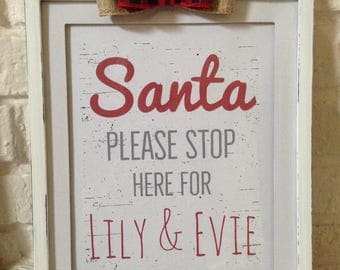 Santa Stop Here Sign Printable Art A4 Christmas Prints
