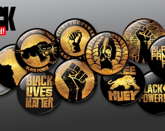 BLACK PANTHER buttons pins badges set Black Power / Black