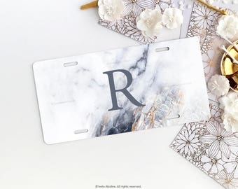Marble Personalized Car License Plate Monogrammed White Marble