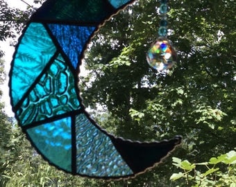 Stained glass moon | Etsy