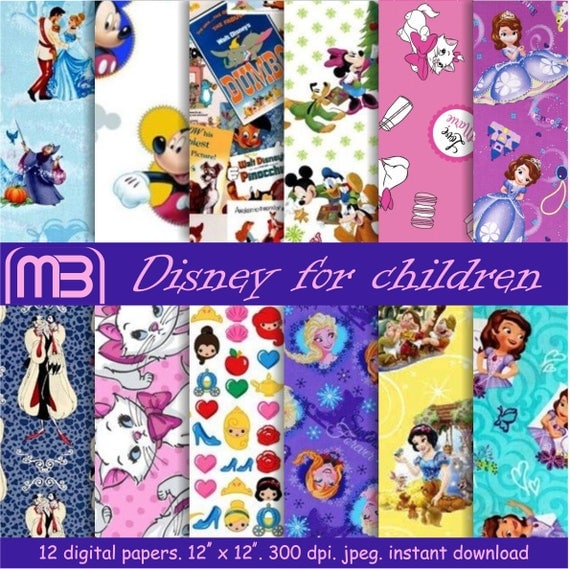Walt Disney digital paper pack printable papers Instant