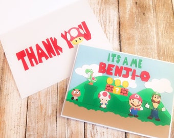 Handmade Card in a box unique super mario theme birthday