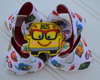 School Bus Hair Bow Back to School Bows Toddler Hair Bow