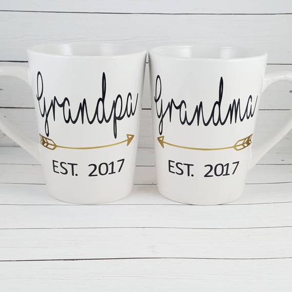 Grandma And Grandpa Est 2017 Coffee Mugs Set Of 2 Mugs For New