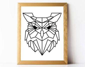 Geometric owl art | Etsy