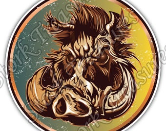 Wild boar sticker | Etsy