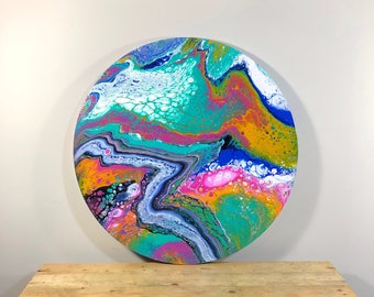 Round canvas art | Etsy