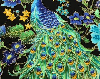 Peacock fabric | Etsy