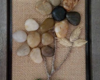 Pebble art flowers | Etsy
