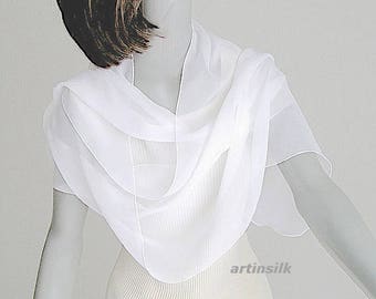 Large White Square Scarf Pure White Bridal Shawl Light Ivory