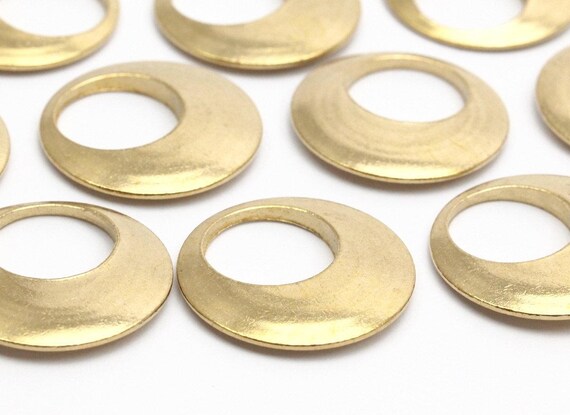 Brass Hoop Finding 6 Raw Brass Geometric Pendants Charms