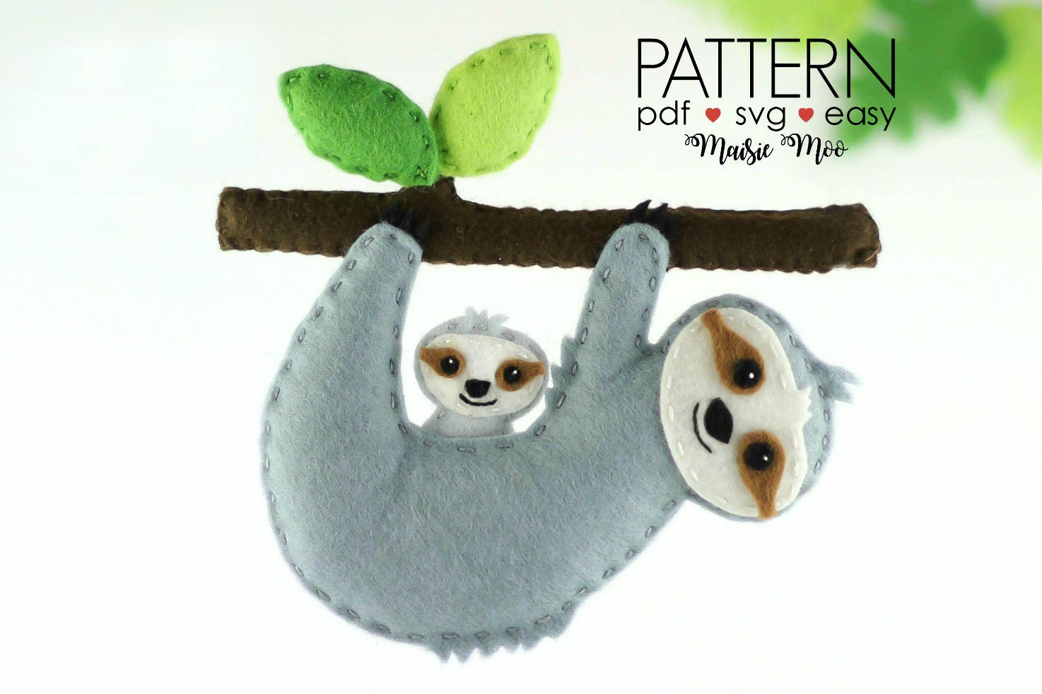 Sloth Sewing Tutorial, Felt Sloth Pattern, Sloth Stuffed Animal Pattern ...