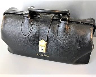 Leather Doctor Bag w/ Handcuff Handles Handmade by The