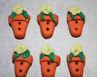 Flower pot buttons | Etsy