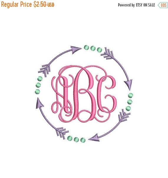 ON SALE Arrow Circle Monogram Frame Embroidery Design