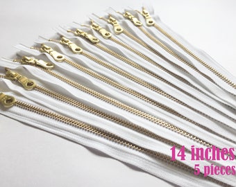 7 Inch 50 Exposed Zipper with Donut Pull Slider WHITE YKK