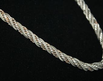 Two Toned Rope Engagement Ring Diamond Aquamarine Vintage