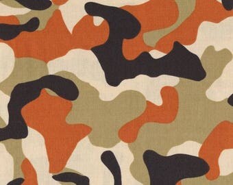 Orange camo fabric | Etsy