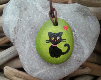 Painted rock cat | Etsy