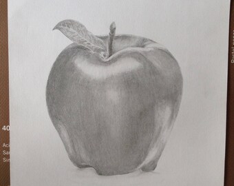 Still Life Fruit Bowl Black & White Graphite Drawing Grapes