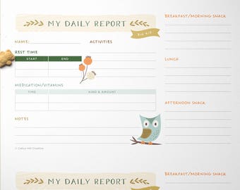 Daily Childcare Log for Infants and Toddlers: Caregiver